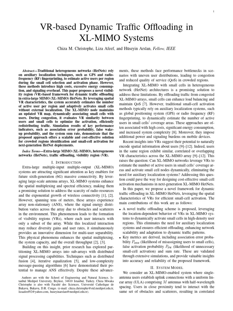 VR-based Dynamic Traffic Offloading in XL-MIMO Systems | PDF | Mimo ...