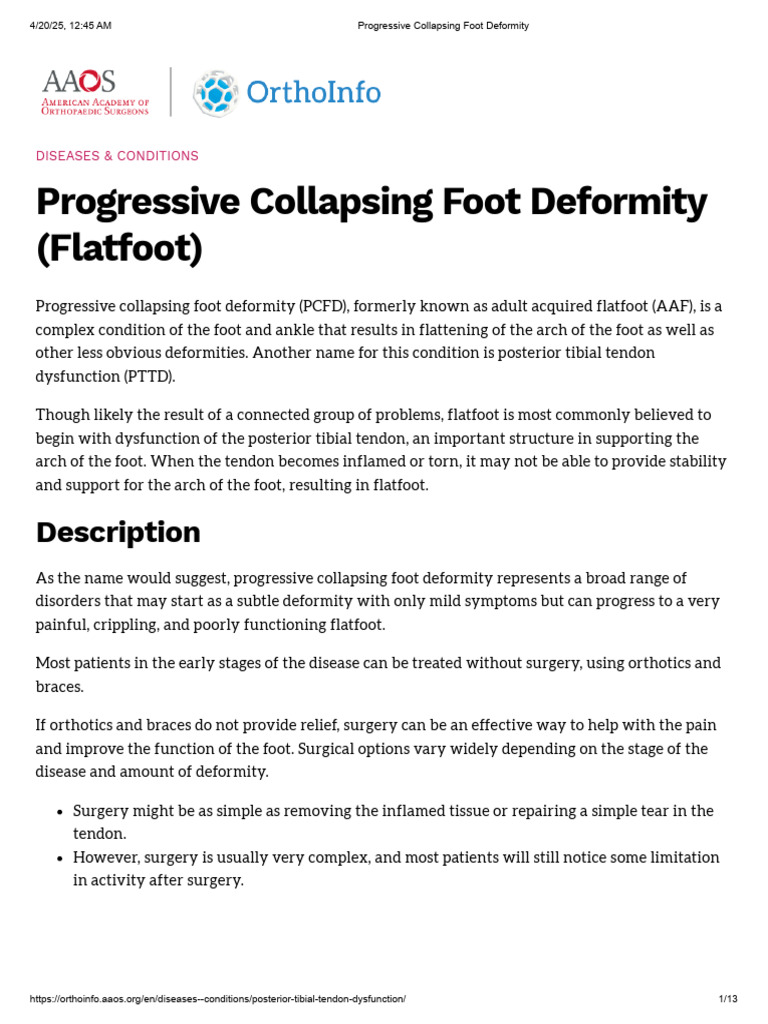 Progressive Collapsing Foot Deformity | PDF | Foot | Ankle