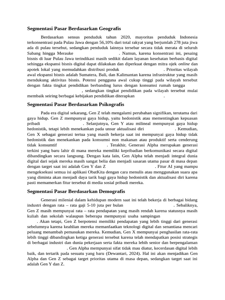 Segmentasi Pasar Proposal Bisnis ObatKita | PDF