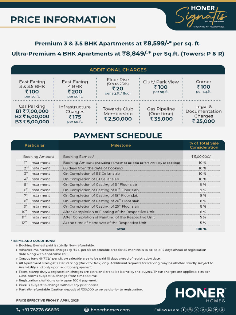 Honer Signatis Pricesheet | PDF