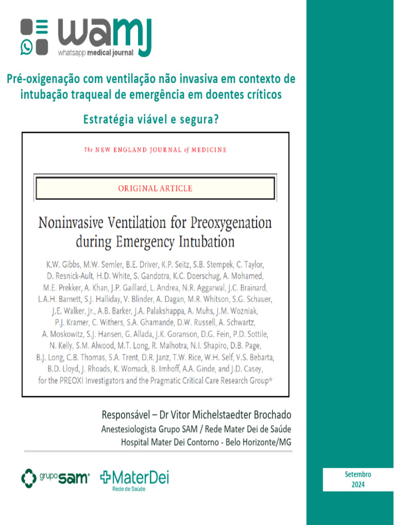 Noninvasive Ventilation For Preoxygenation During Emergency Intubation ...