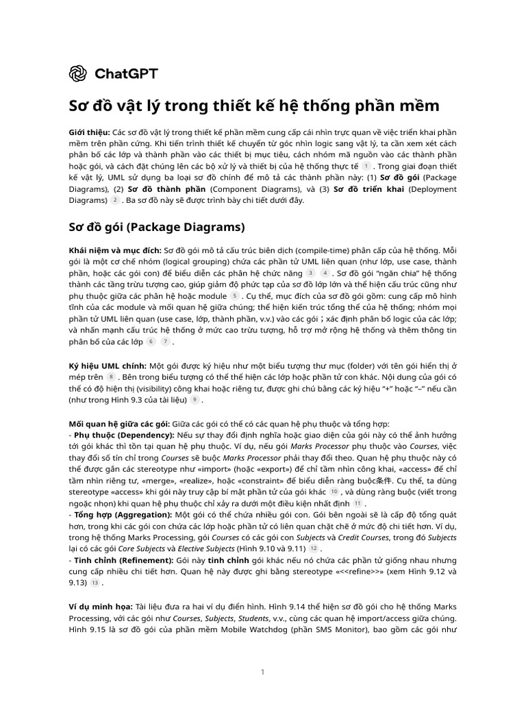 Sơ Đồ Vật Lý Trong Thiết Kế Hệ Thống Phần Mềm | PDF