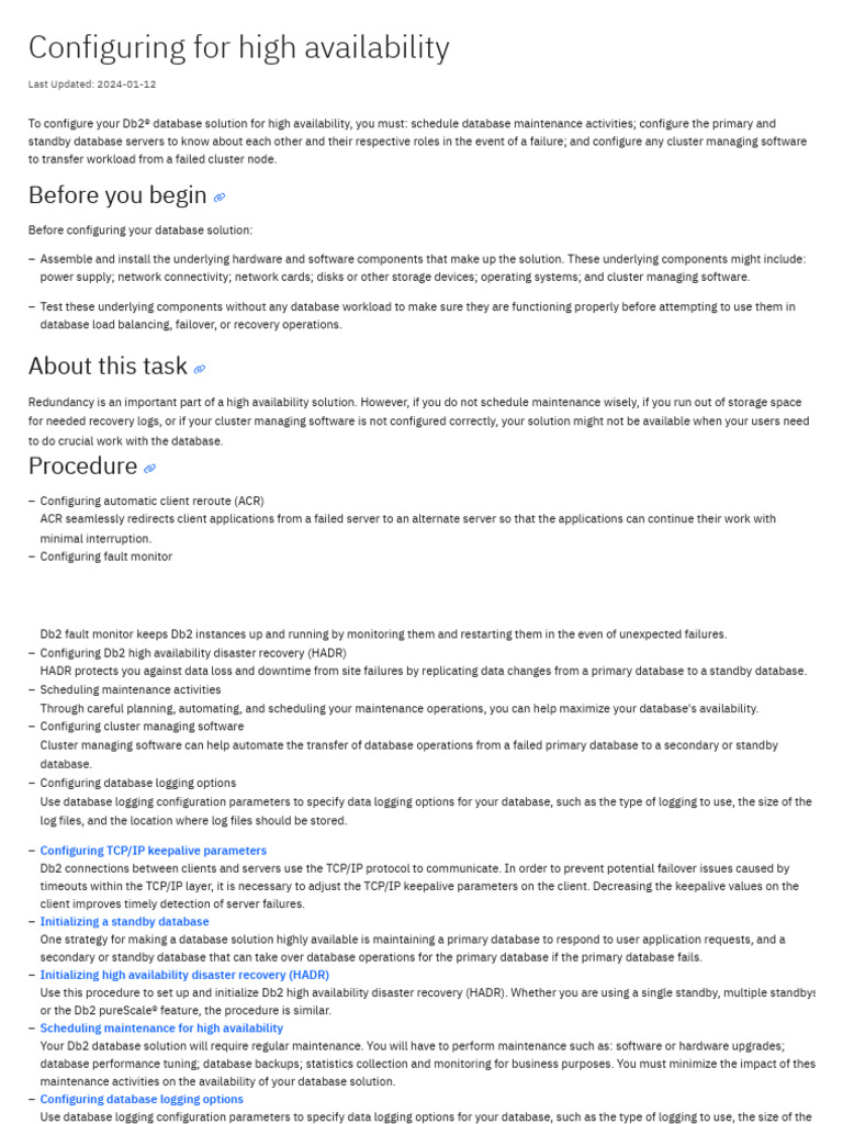 Db2 - Configuring For High Availability | PDF | Databases | Computer Cluster