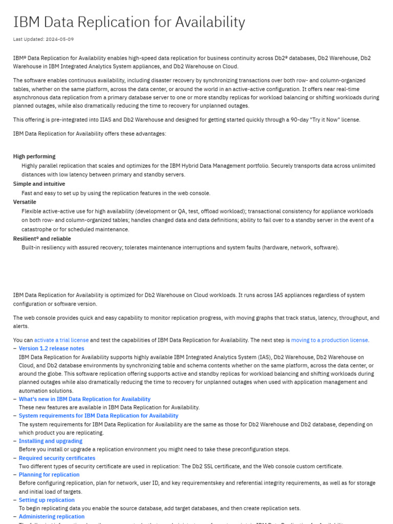 IBM Integrated Analytics System - IBM Data Replication For Availability ...