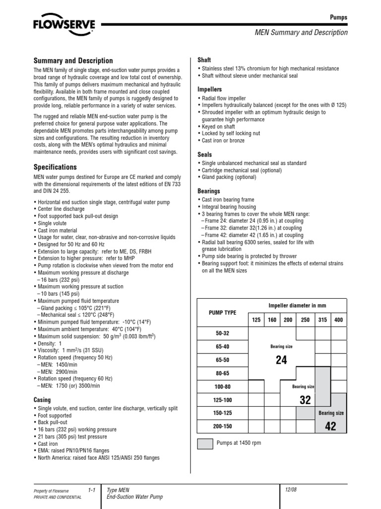 MEN Summary and Description | PDF | Pump | Bearing (Mechanical)
