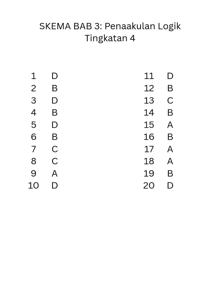 SKEMA BAB 3 Penaakulan Logik Tingkatan 4 | PDF