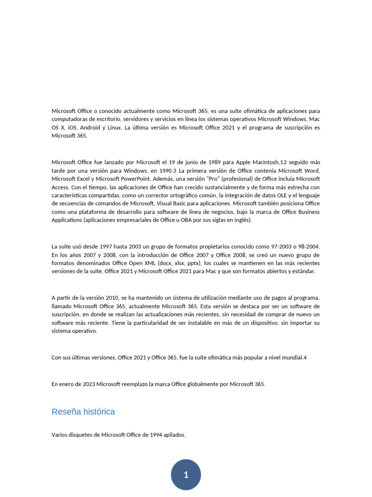 Historia y Evolución de Microsoft 365 | PDF | Microsoft Office | Software de microordenador