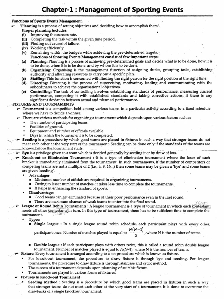 1-Management of Sporting Events | PDF