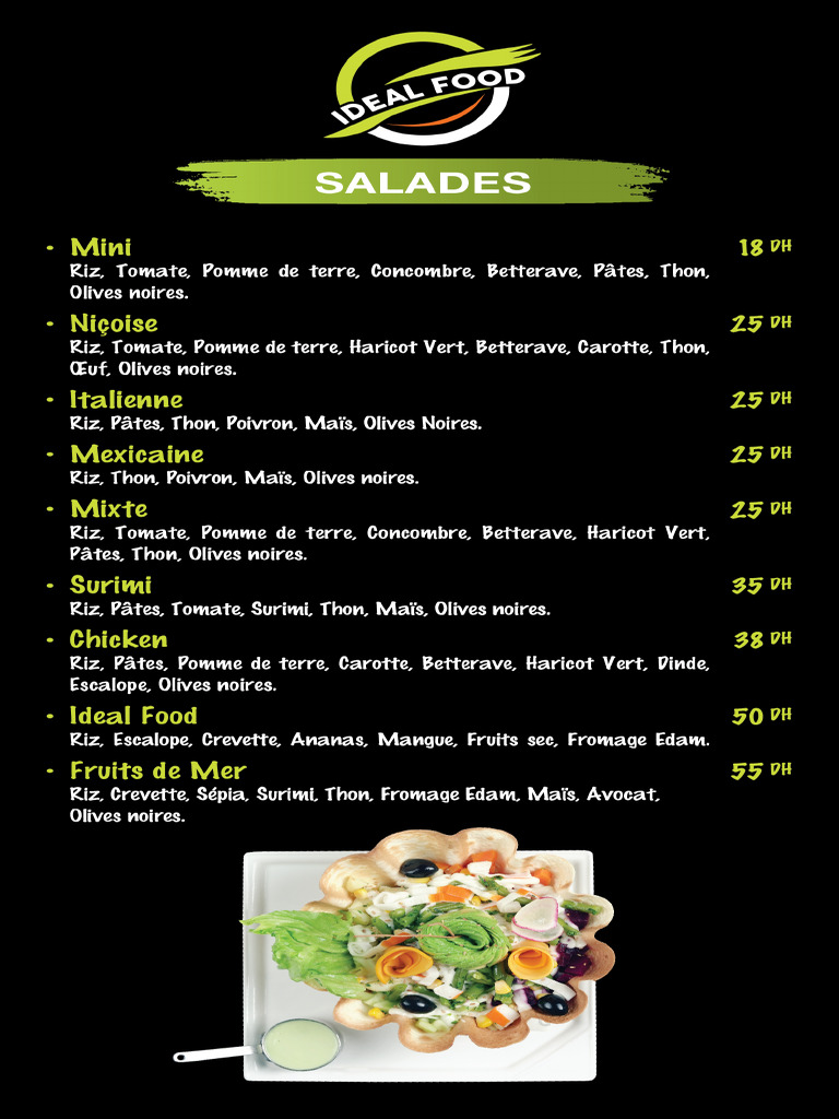 Ideal Food Menu | PDF