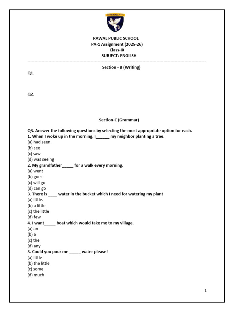 PA-1 English Assignment IX-1 | PDF