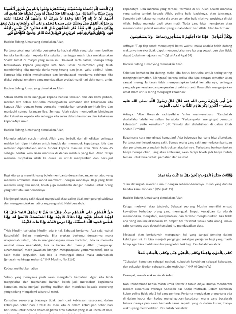 Khutbah Jumat, Mengingat Mati | PDF