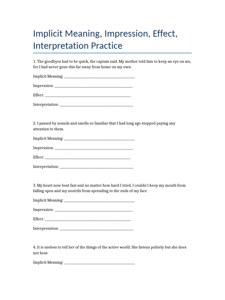 Implicit Meaning Practice | PDF | Psychology