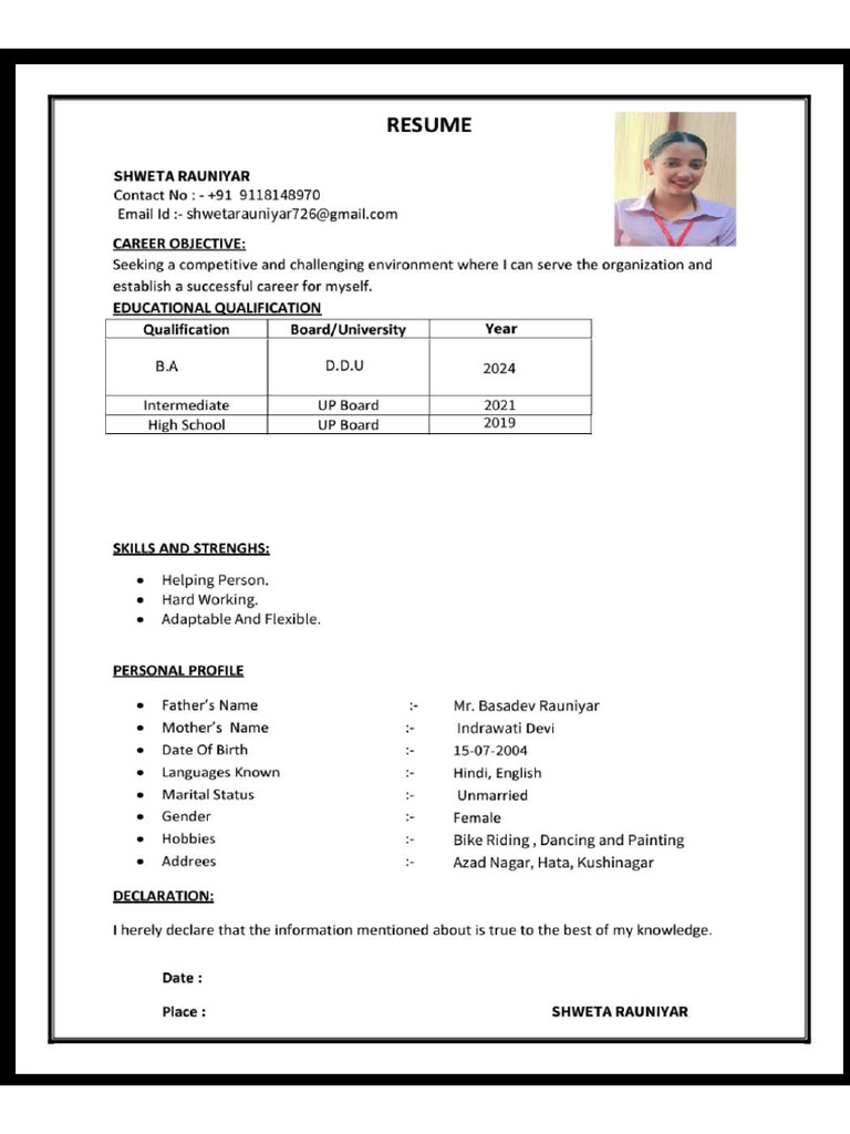 Shweta Rauniyar Resume | PDF