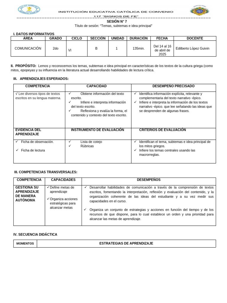 Temas y Subtemas 2025 | PDF | París (mitología) | Hera