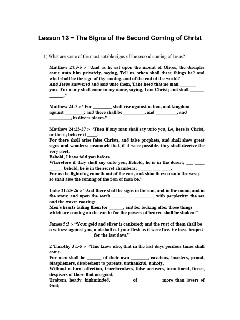 Signs_of_the_Second_Coming | PDF | Second Coming | Jesus