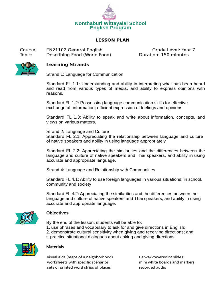 SAMPLE LESSON PLAN WITH STRANDS | PDF | English Language | Lesson Plan