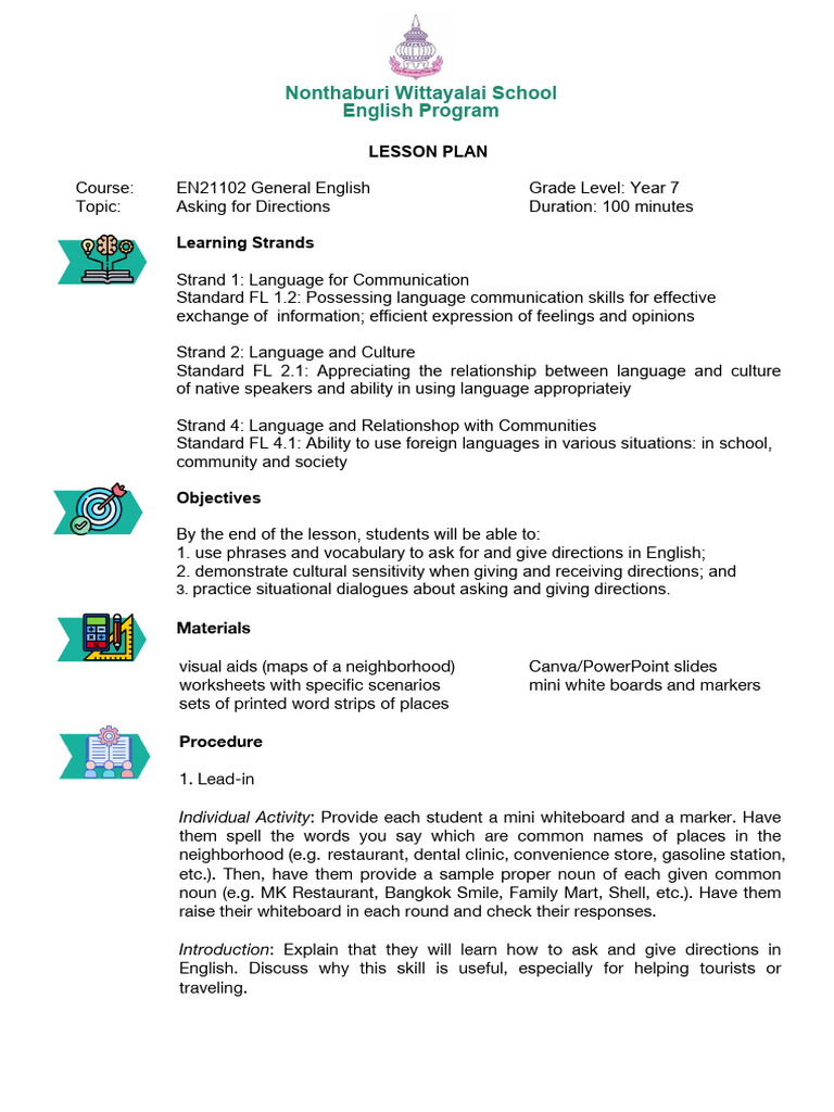 Sample Lesson Plan With Strands | PDF | English Language | Lesson Plan