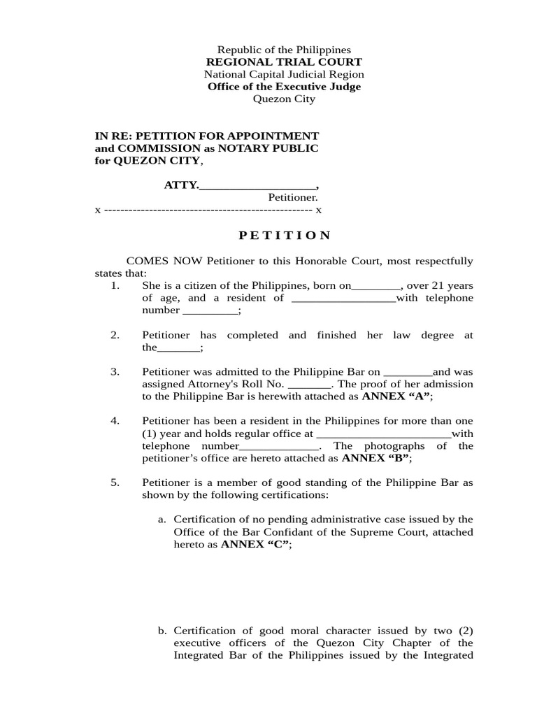 Petition For Notarial Commission Sample | PDF | Affidavit | Justice