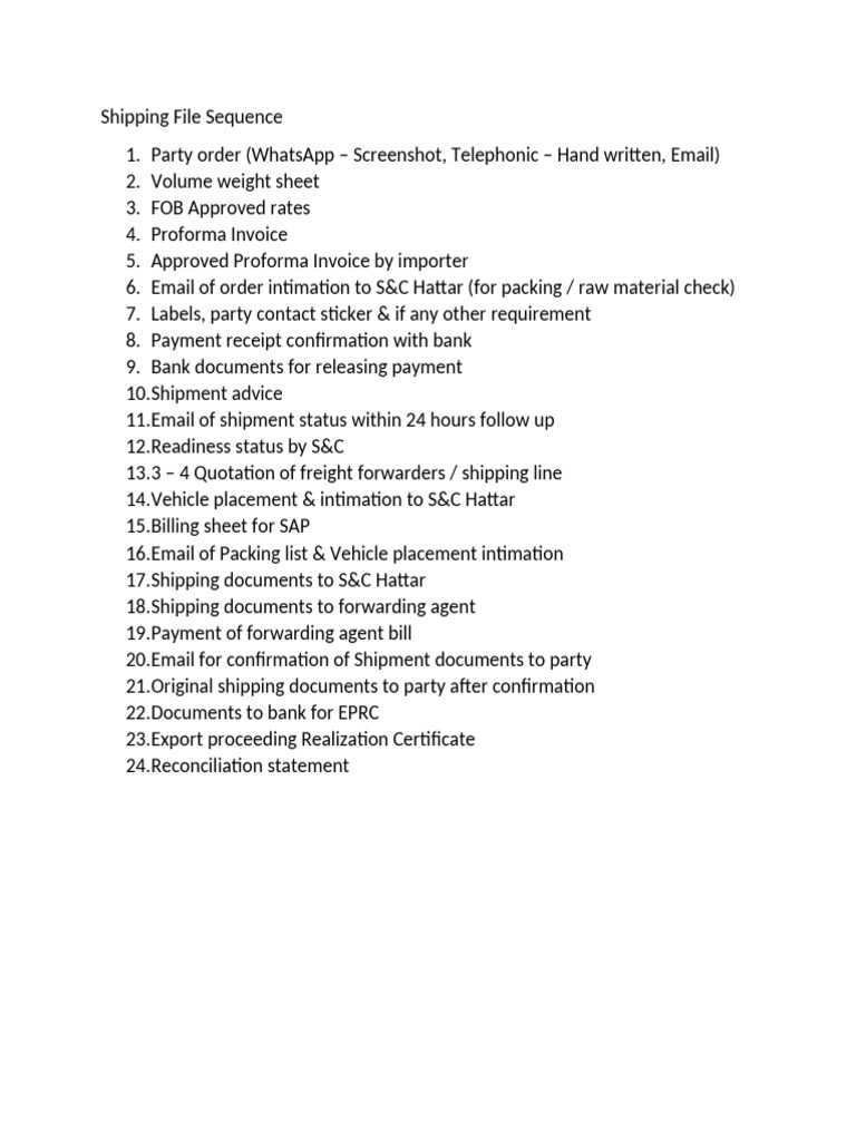 Shipment Procedure | PDF