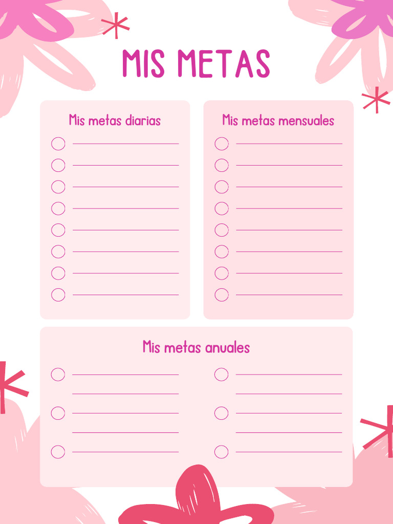 Documento A4 Mis Metas Femenino Rosa | PDF