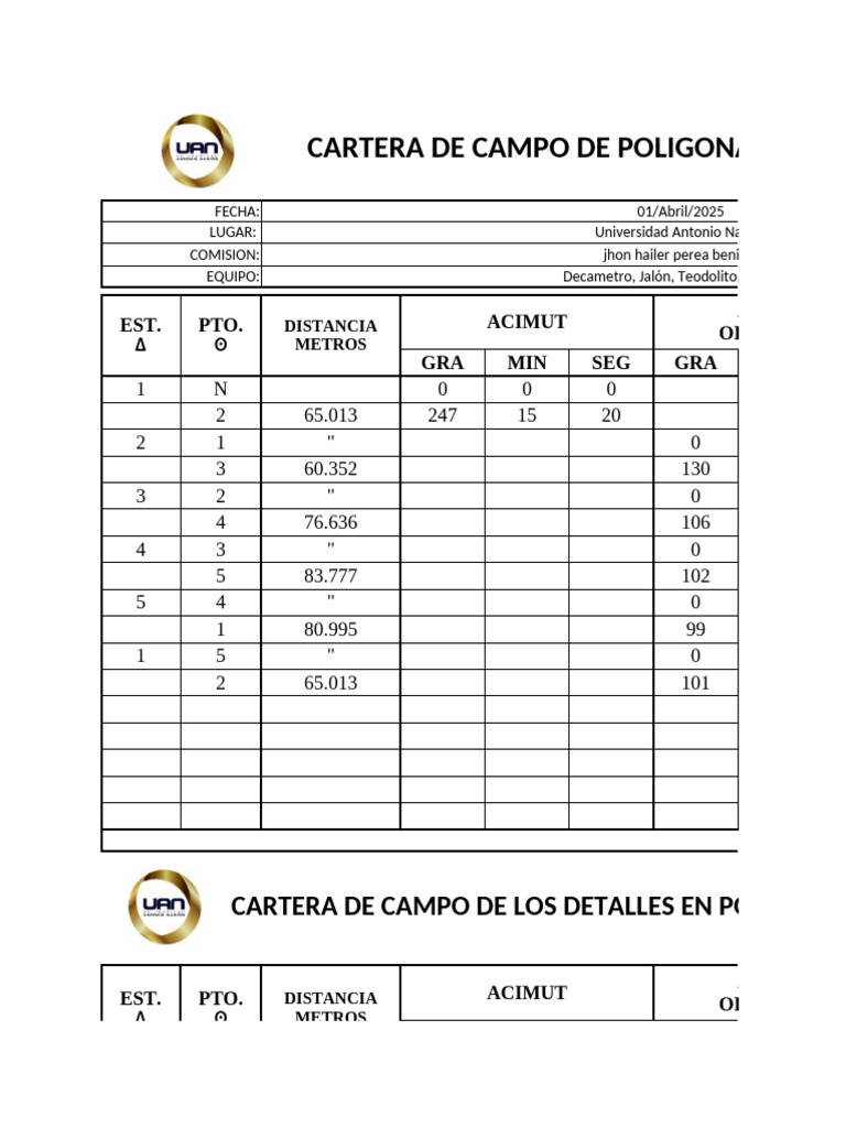 Taller Poligonal Cerrada-Corte 2 | PDF | Medida Geométrica | Ángulo