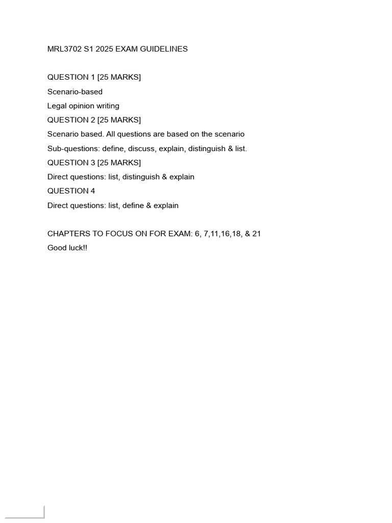 MRL3702 Exam Guidelines S1 2025 | PDF
