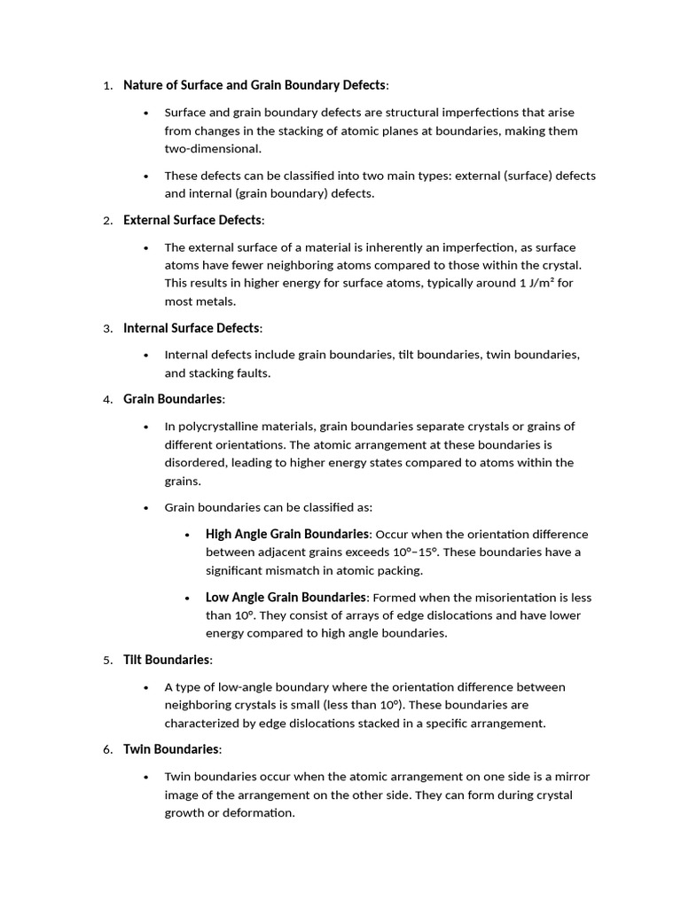 Nature of Surface and Grain Boundary Defects | PDF | Fracture | Ductility