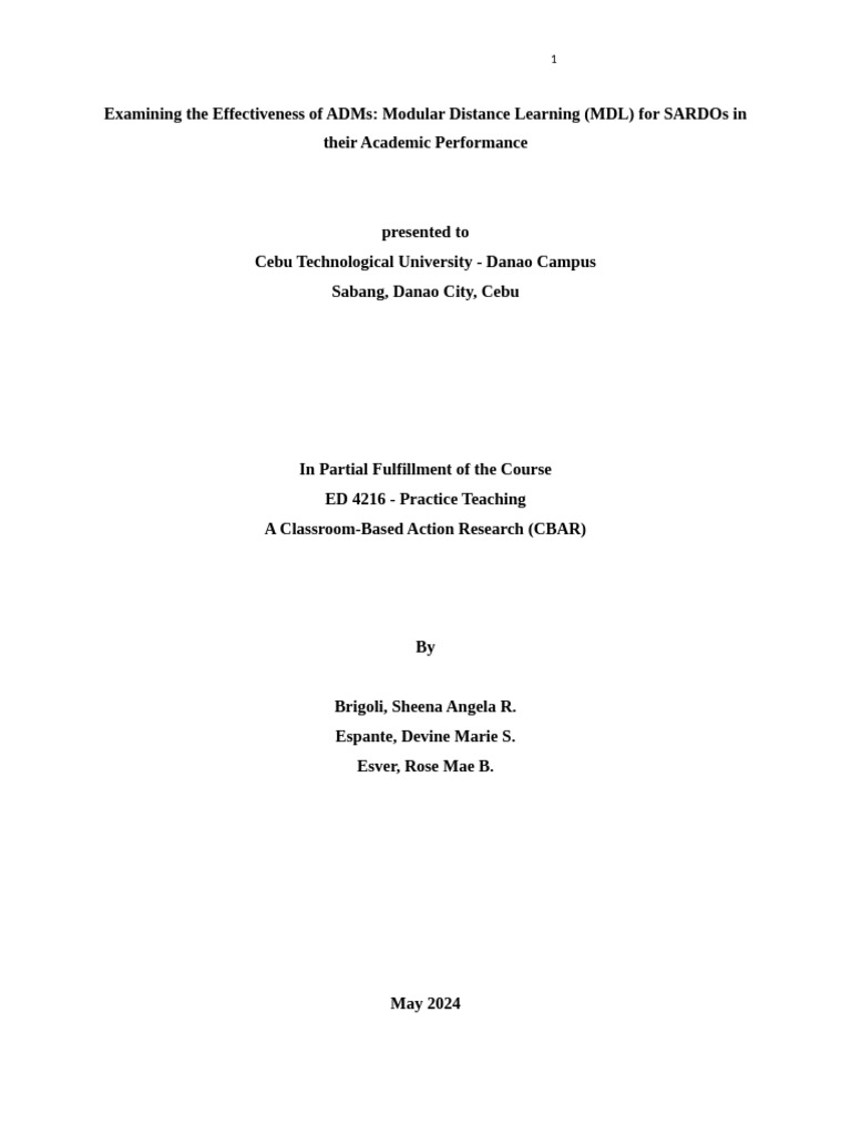 Effectiveness of Modular Distance Learning | PDF | Distance Education ...