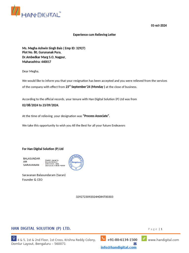 HD - RL - Megha Ashwin Singh Bais | PDF