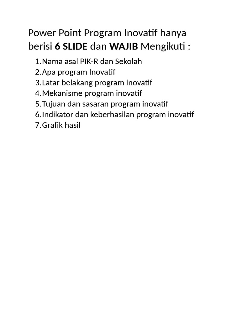 Program Inovatif PIK-R: 6 Slide Penting | PDF