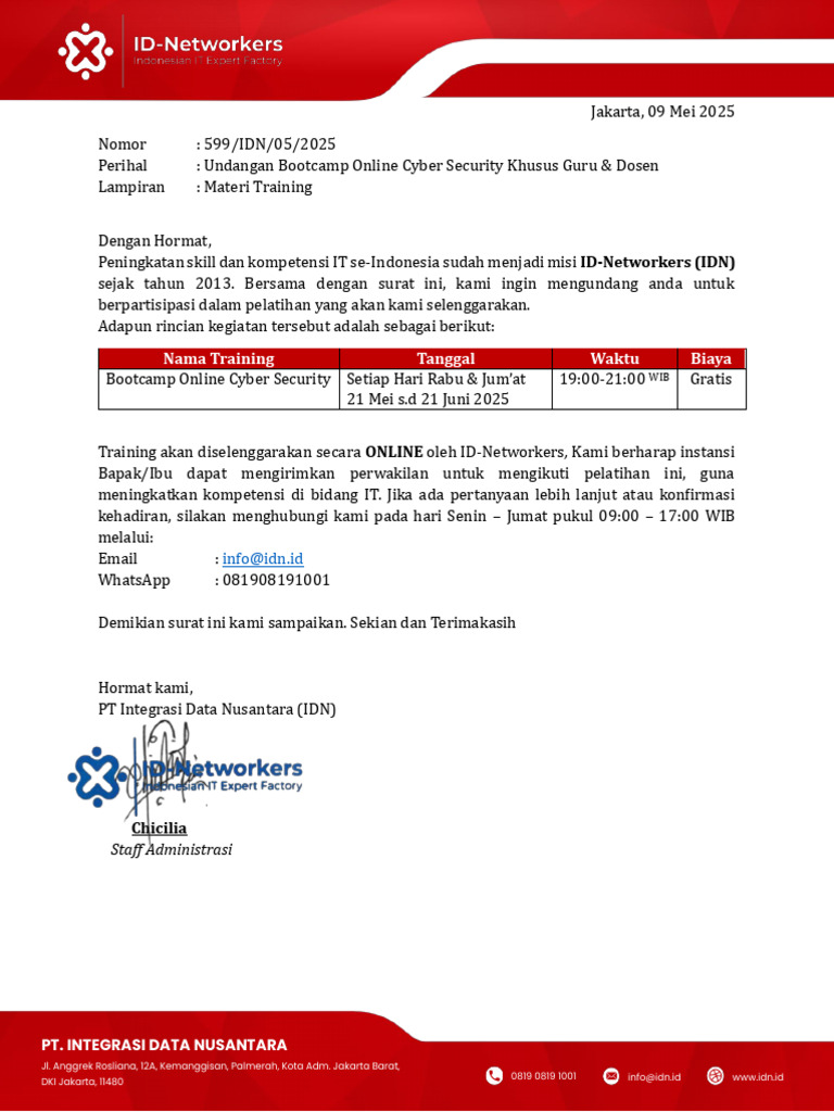 Undangan Bootcamp Online Cyber Security Khusus Guru & Dosen | PDF
