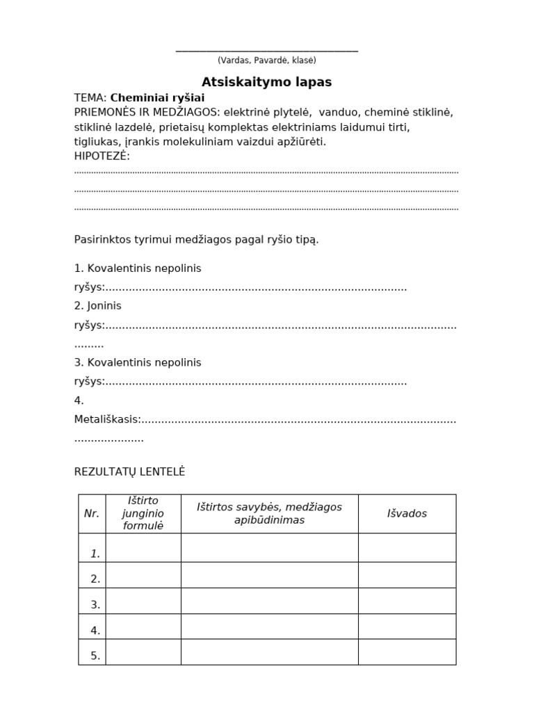 Cheminiai Rysiai | PDF