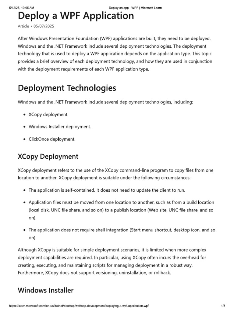 Building and Deploying WPF | PDF