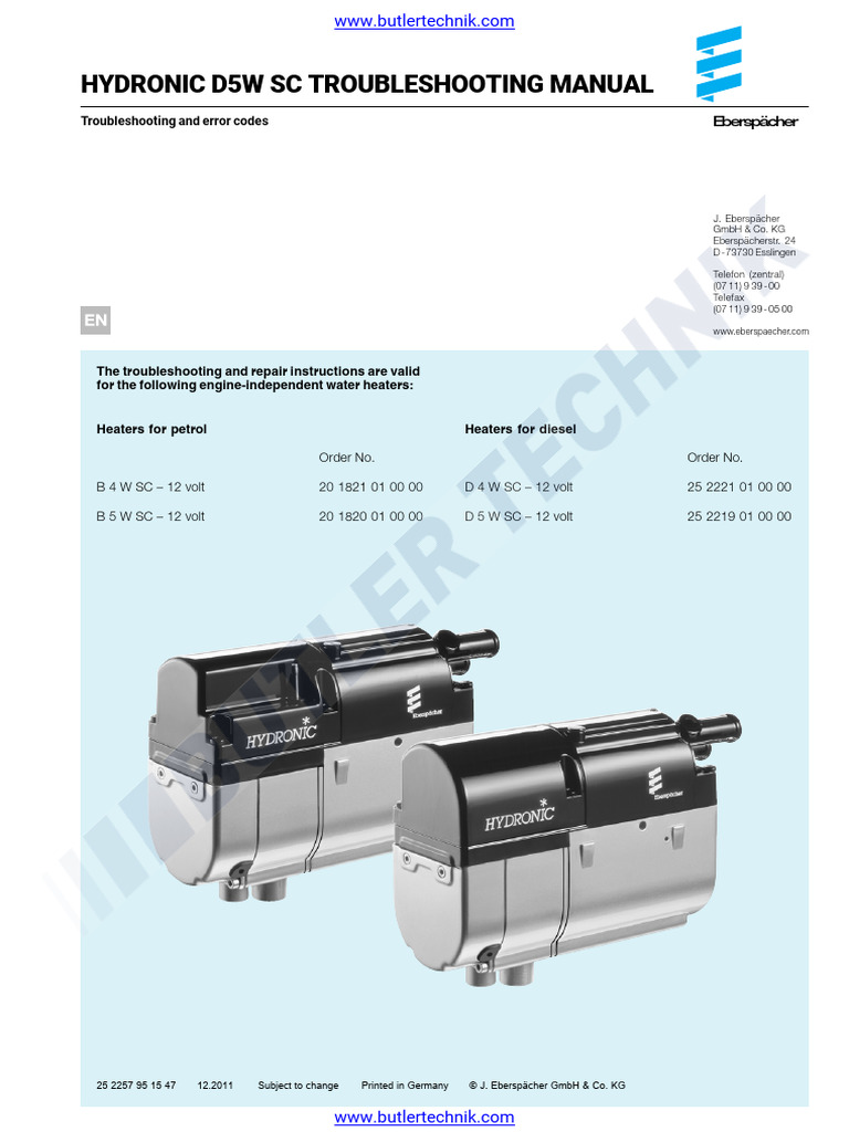 Eberspächer Hydronic D5W SC Manual | PDF | Thermostat | Relay