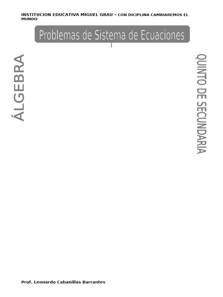 Sistema De Ecuaciones Para Quinto De Secundaria Pdf 2193