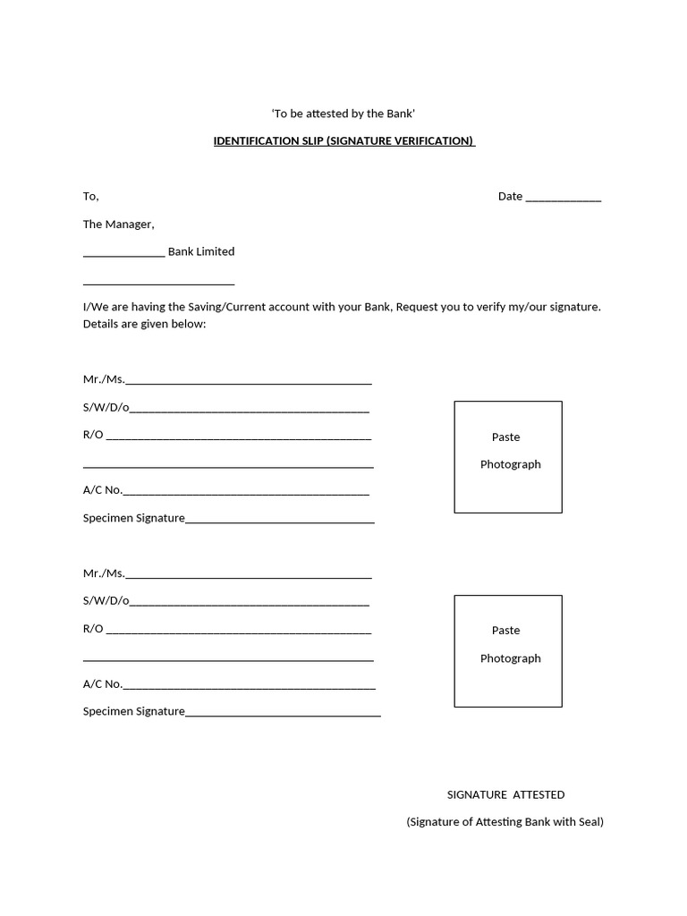 Signature Verification Request Form | PDF