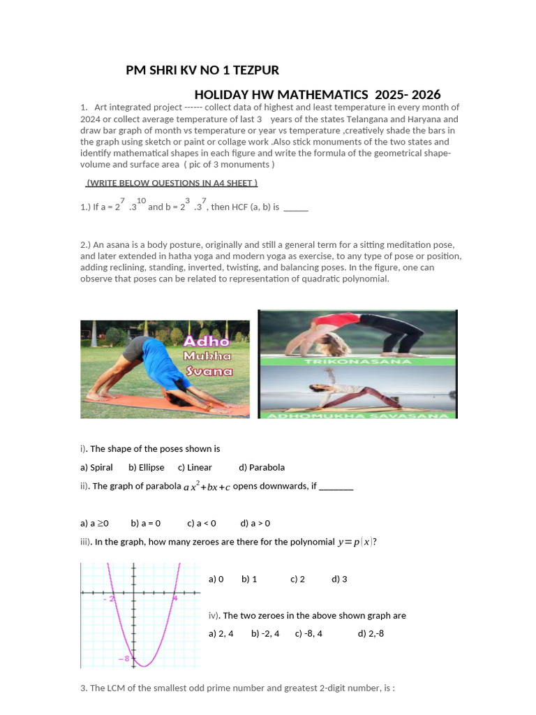 Holiday HW Class 10 - 20250506135026 | PDF | Factorization | Polynomial