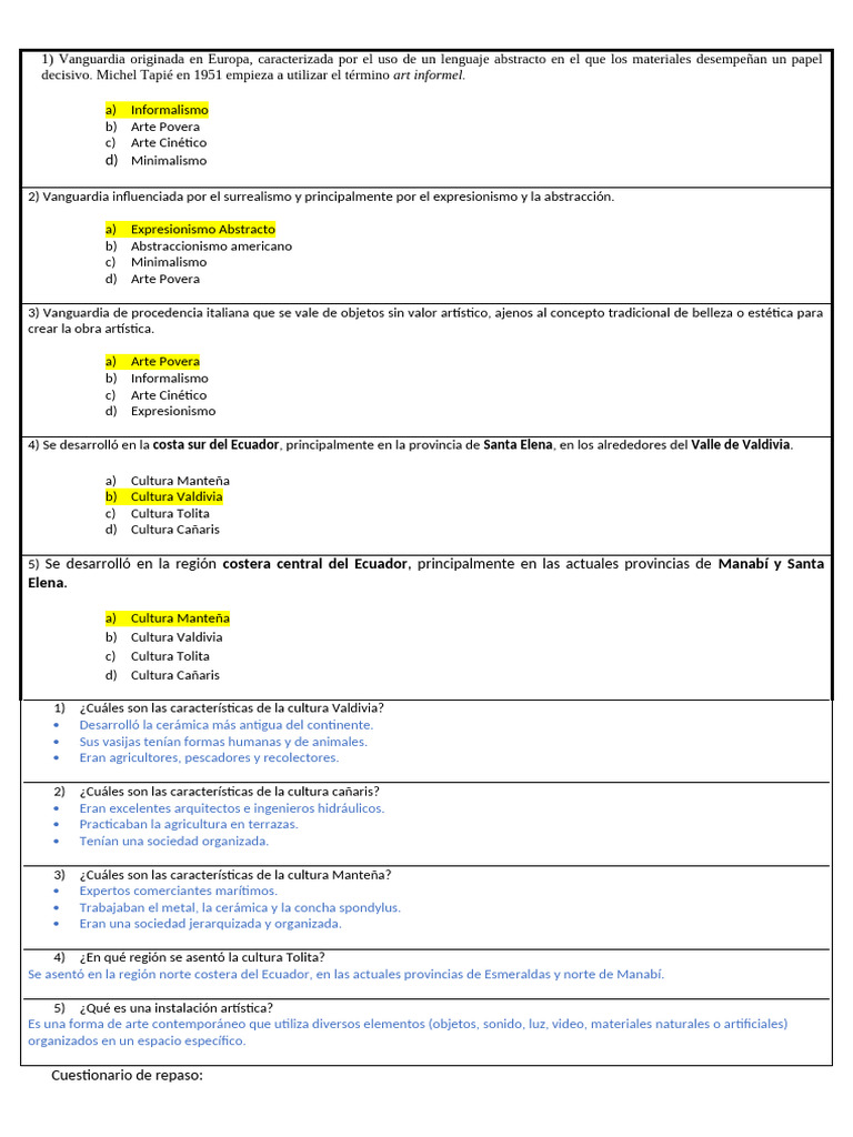Cuestionario de Repaso para La Evaluación de Unidad Eca 2bgu | PDF
