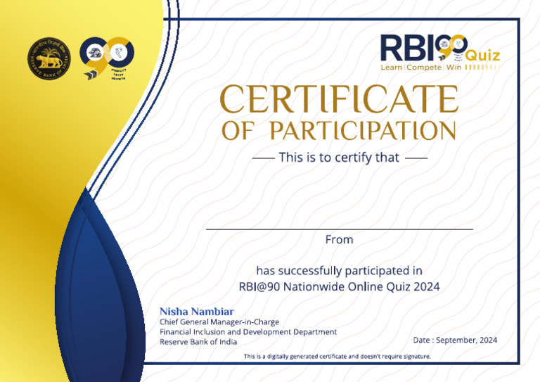 RBI Certificate | PDF