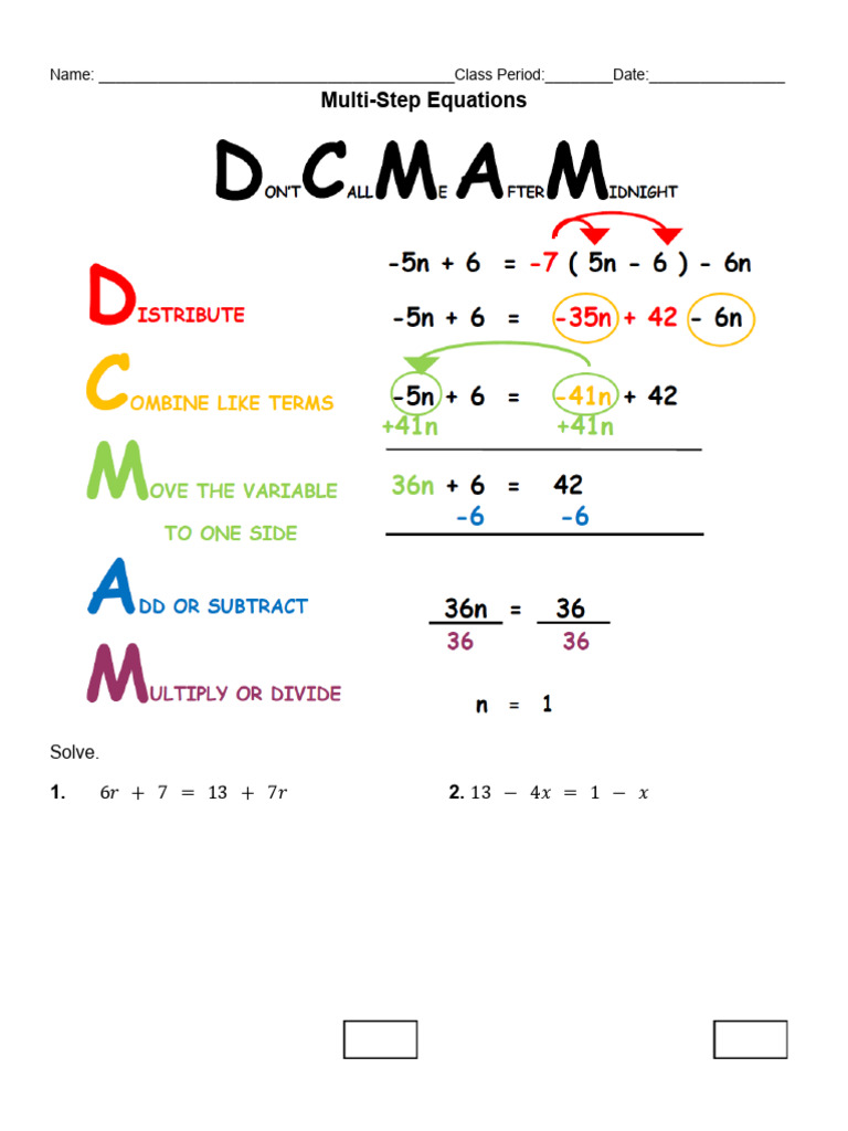 Multi-Step Equations | PDF