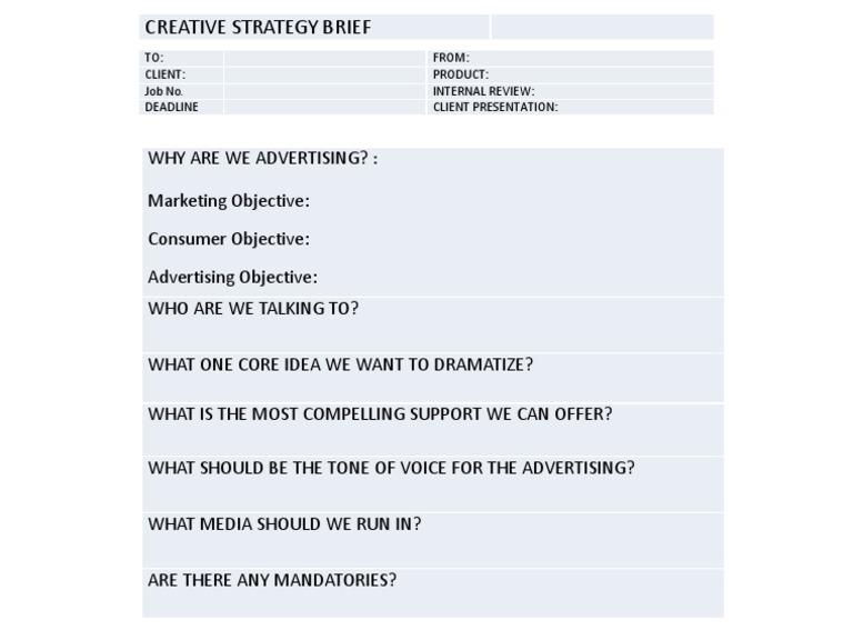 Creative Strategy Brief Template | PDF