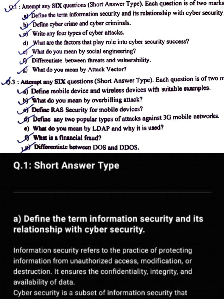 CyberSecurity - 2 Marks Solution of Previous Sessional 1 - Bharat - Agg | PDF | Security ...