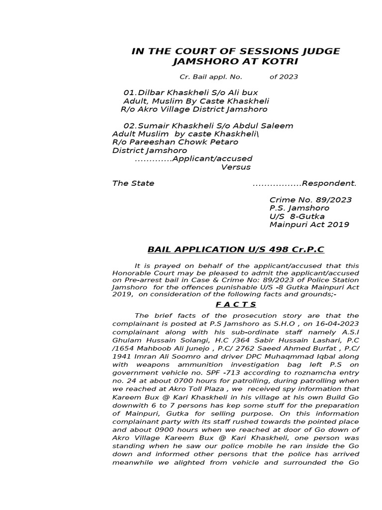 Bail 498 | PDF | Bail | Affidavit