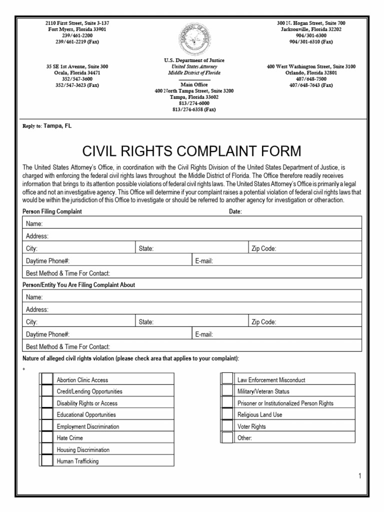 Civil Rights Complaint Form | PDF | Complaint | Lawsuit