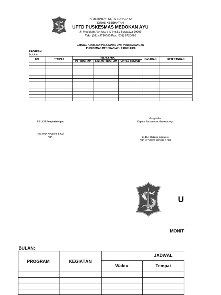 TEMPLATE JADWAL,KESESUAIAN JADWAL,DAN EVALUASI PROGRAM (1) | PDF