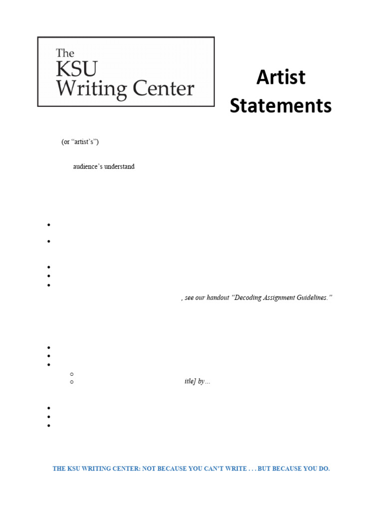 Artist Statements Handout Accessible | PDF | Human Communication ...
