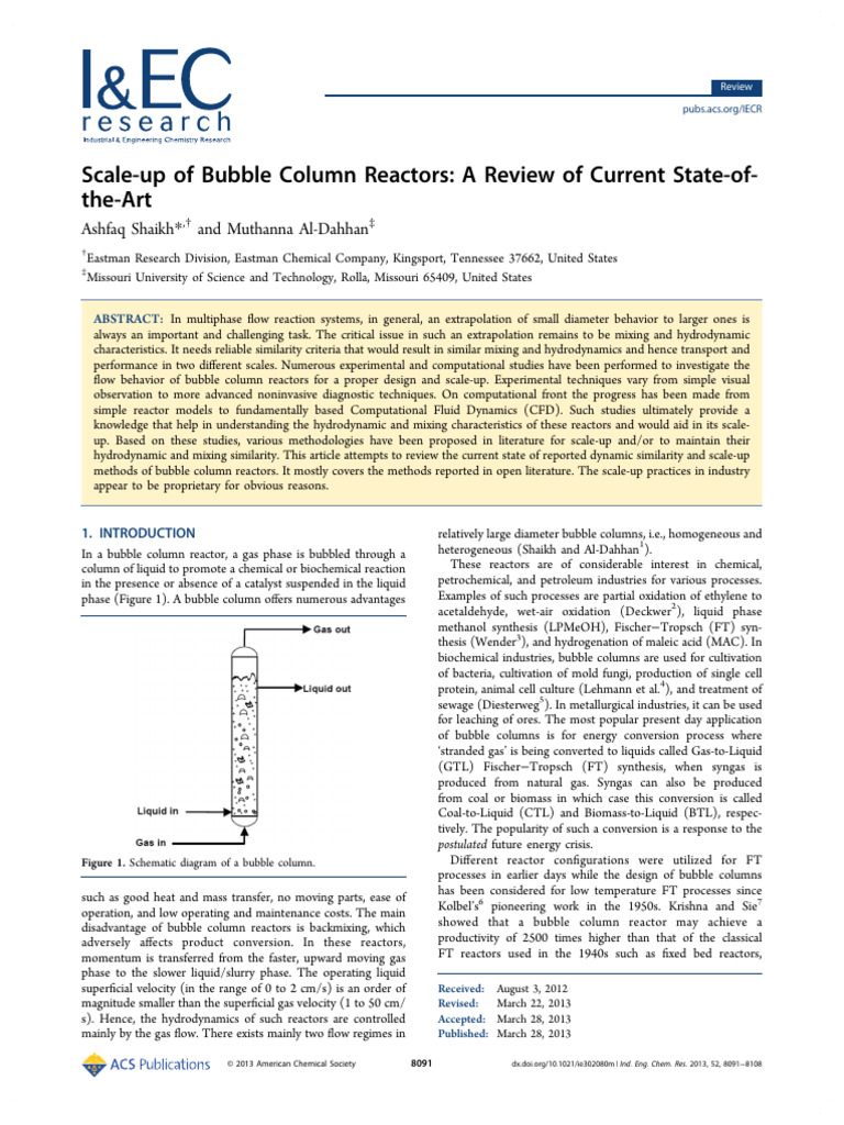 Bubble Column - Scaleup - Review | PDF | Viscosity | Process Engineering