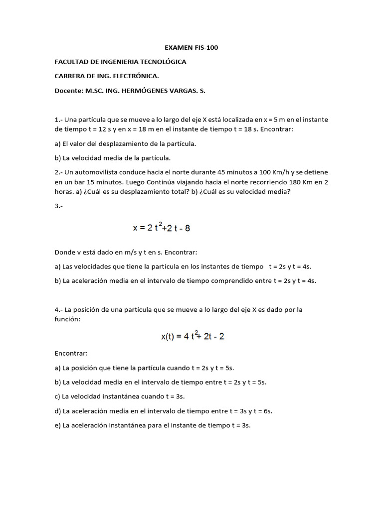 Examen Tercer Parcial Fis100 | PDF