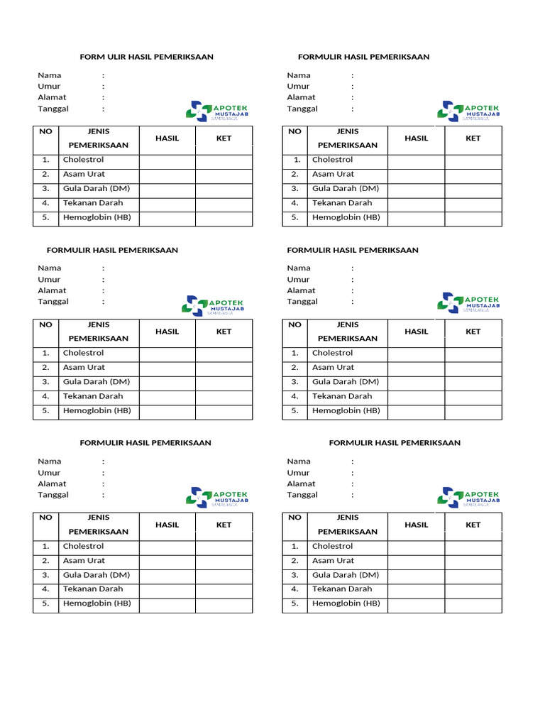 Formulir Hasil Pemeriksaan Kesehatan | PDF