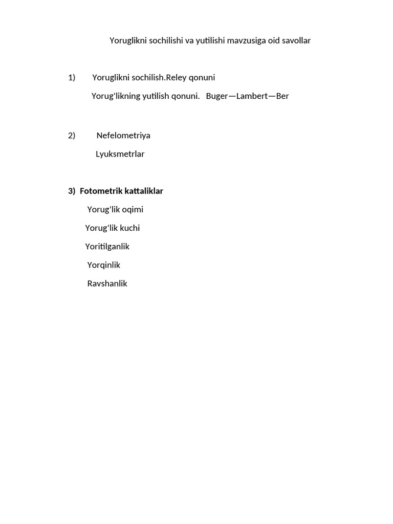 13-mavzu savollari | PDF